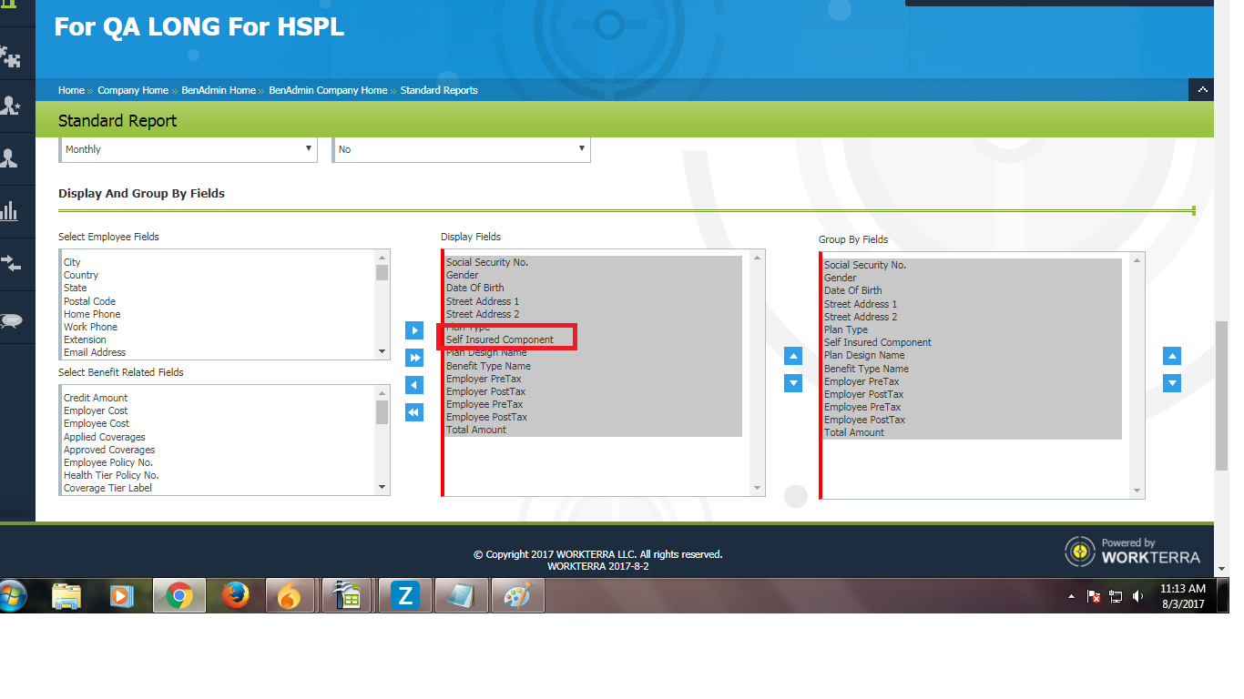 [WT-10409] LB->Standard report->Billing details->Getting server error due to self insured ...